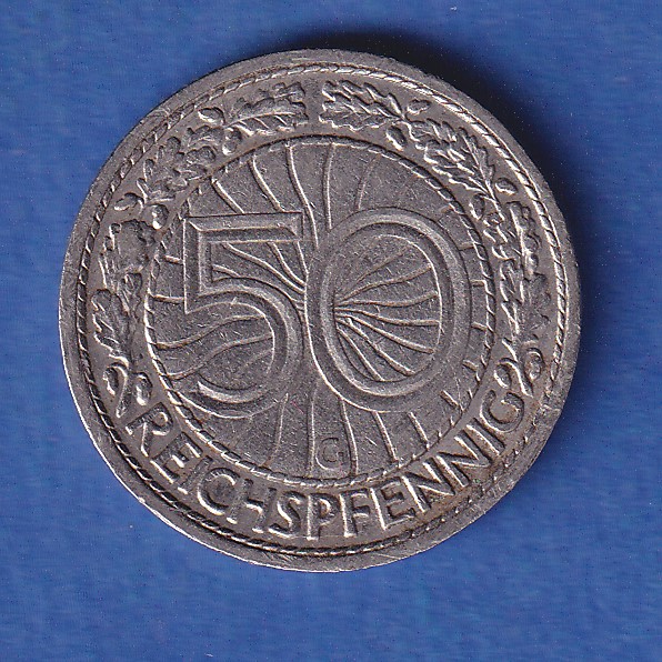 Deutsches Reich Kursmünze 50 Pfennig 1928 G vz · Tilman Dohren Philatelie