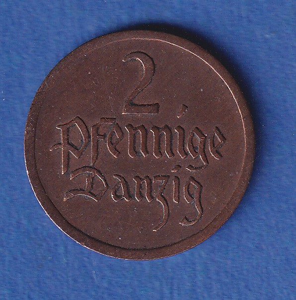 Danzig Kursmünze 2 Pfennige 1926 (A) vz · Tilman Dohren Philatelie