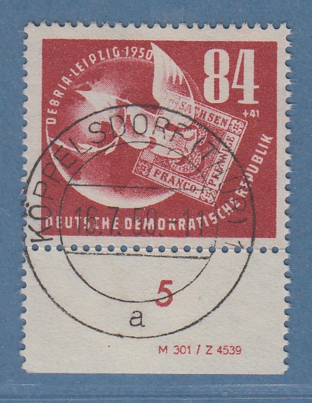 DDR 1950 DEBRIA-Sondermarke 84+41 Pfg. Mi.-Nr. 260 mit DV , O KÖPPELSDORF (THÜR) · Tilman Dohren ...