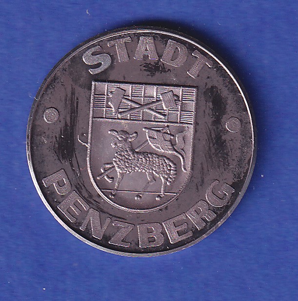 Silbermedaille Penzberg - Stadtansicht und Stadtwappen o.J. · Tilman ...