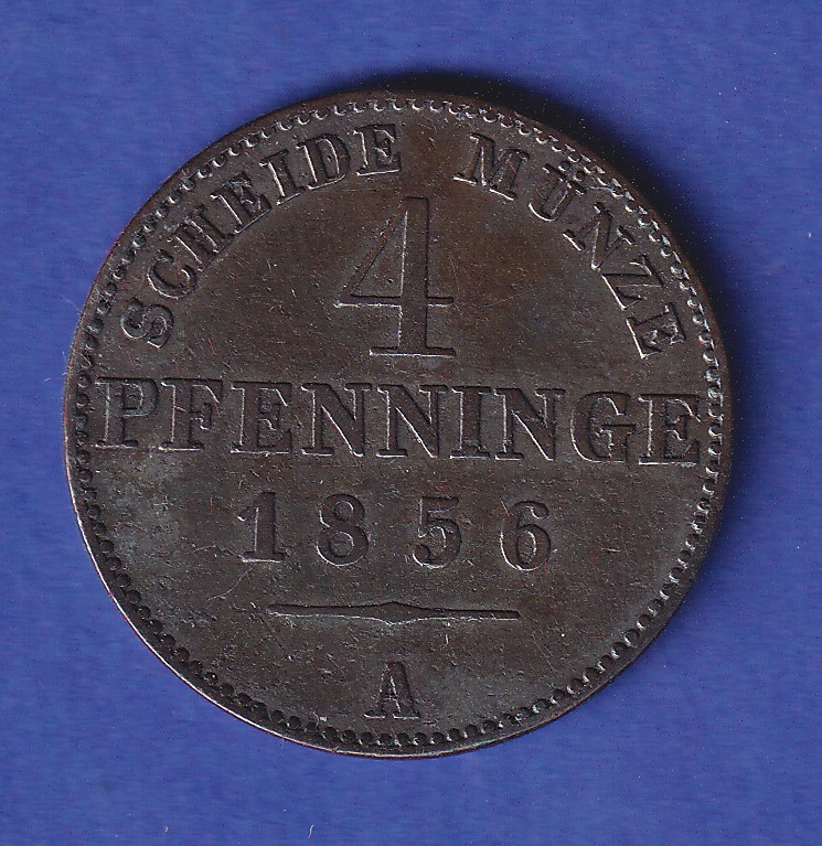 Preußen Kursmünze 4 Pfennige 1856 A vz · Tilman Dohren Philatelie