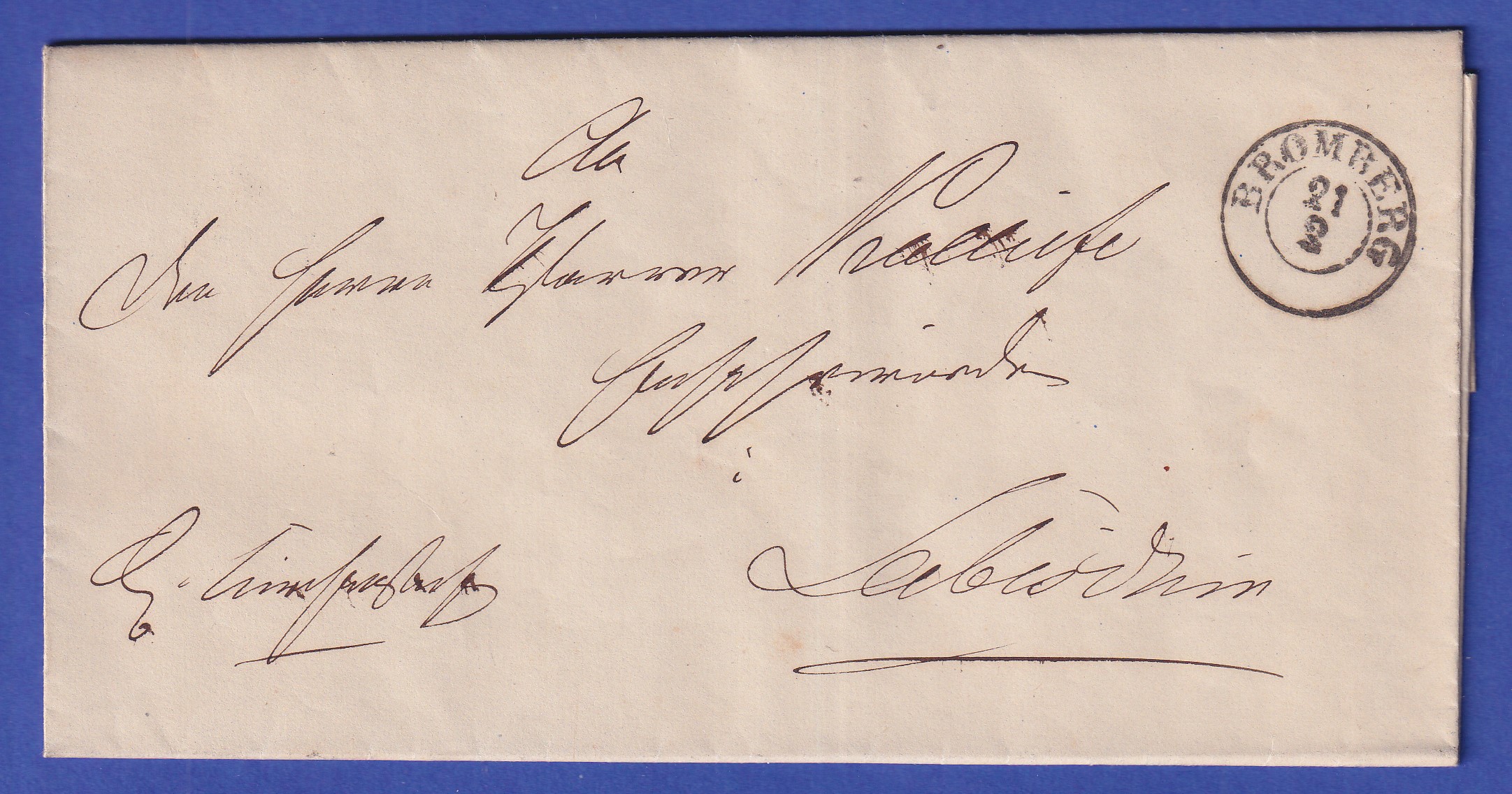 Preußen Brief mit Zweikreisstempel BROMBERG, 1857 · Tilman Dohren ...