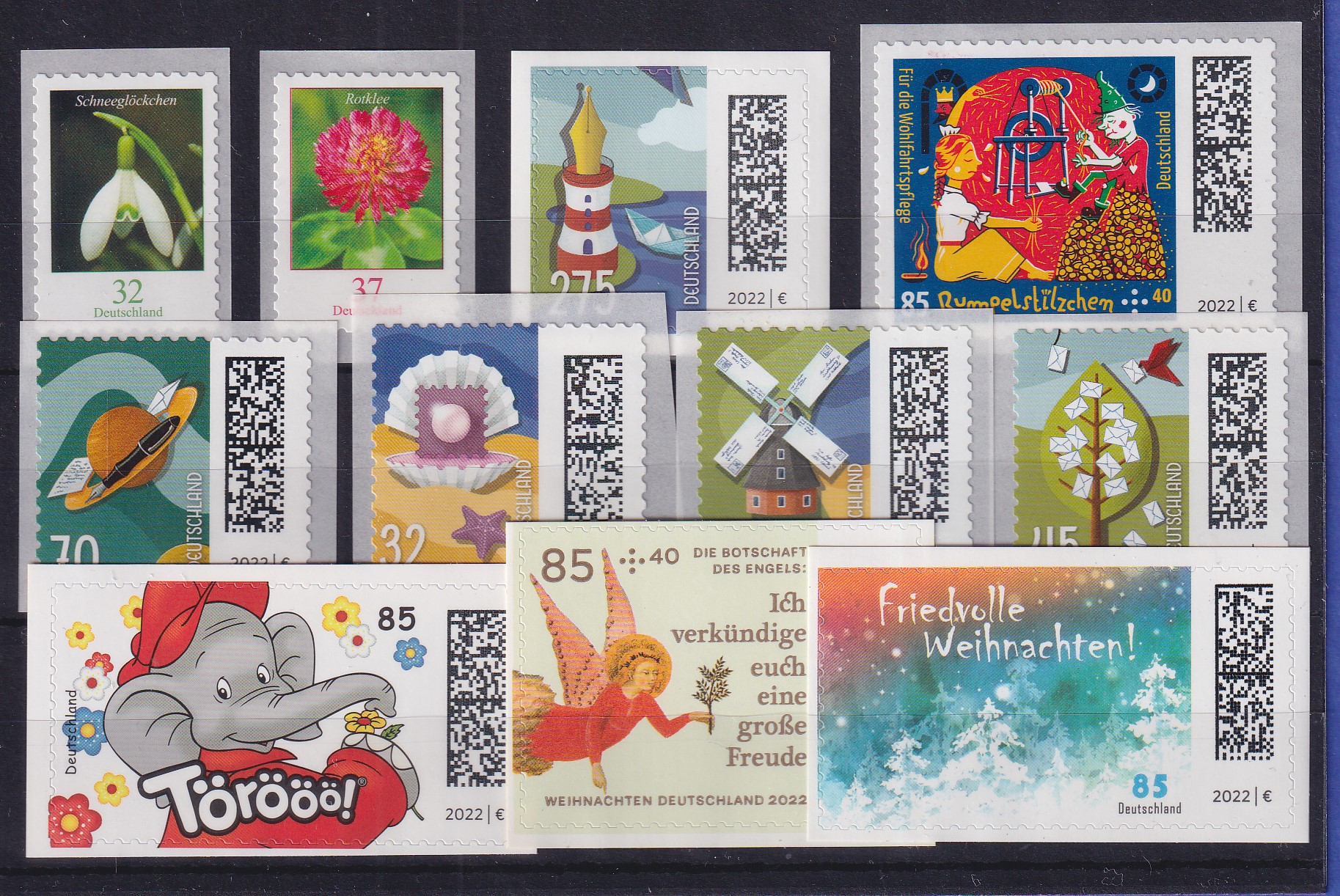 Bundesrepublik alle selbstklebenden Briefmarken des Jahrgangs 2022 ...