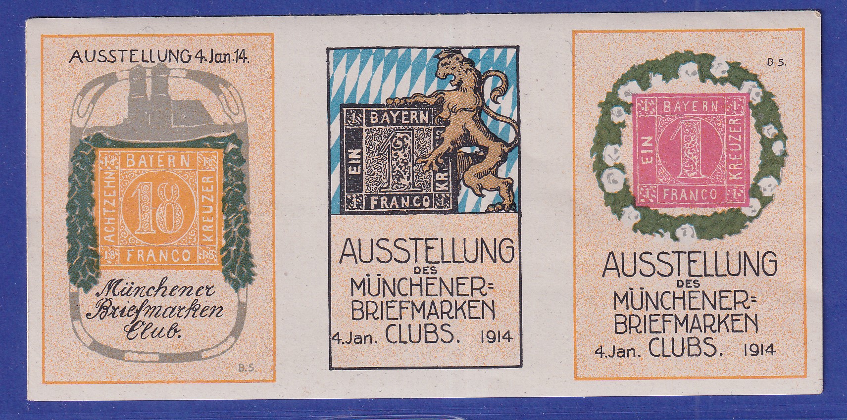 München 1914 Reklamemarken Ausstellung Briefmarkenclub im ...