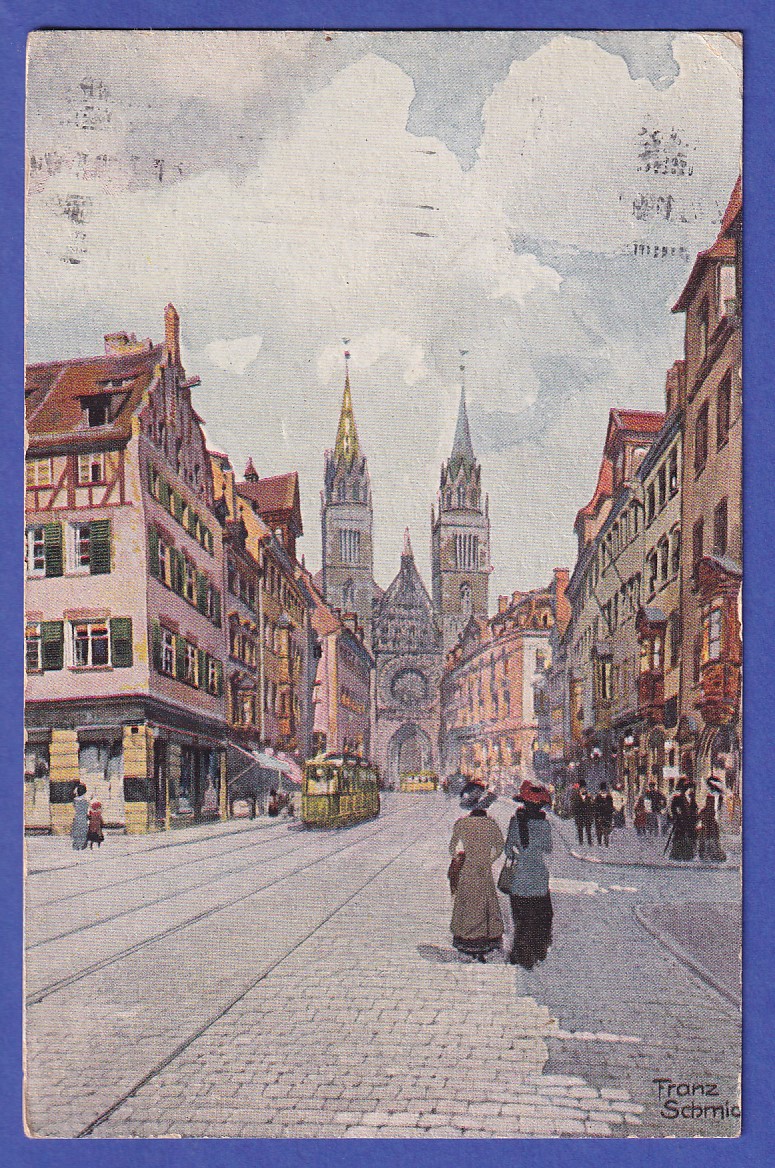 Dt. Reich Bayern 1911 Ansichtskarte Nürnberg gelaufen nach TSINANFU ...