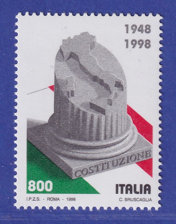 Italien 1998 50 Jahre Verfassung, Karte als Profil auf Säule Mi.-Nr ...