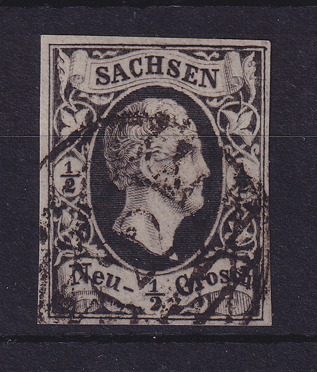 Sachsen Friedrich August II. 1/2 Ngr Mi.-Nr. 3 a mit Nr.-O 22 ...