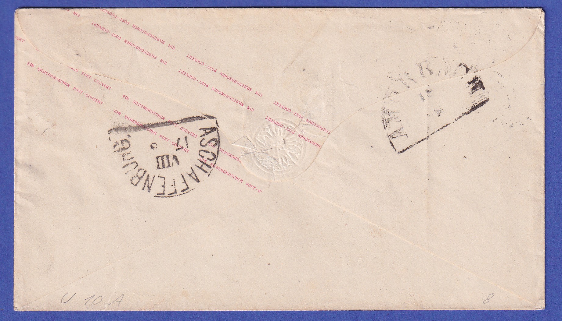 Thurn und Taxis Ganzsache Umschlag Mi.-Nr. U 10 A gel. von Hanau nach ...