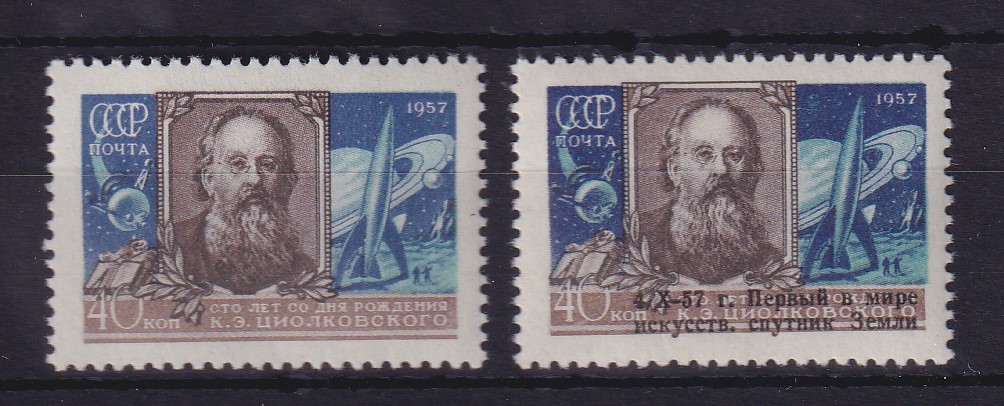 Sowjetunion 1957 Konstantin E. Ziolkowski Mi.-Nr. 1993 und 2026 ...