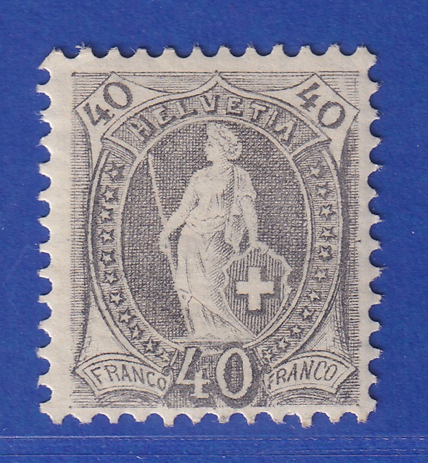 Schweiz 1882 Stehende Helvetia 40 C grau Mi.-Nr. 61XA ungebraucht ...