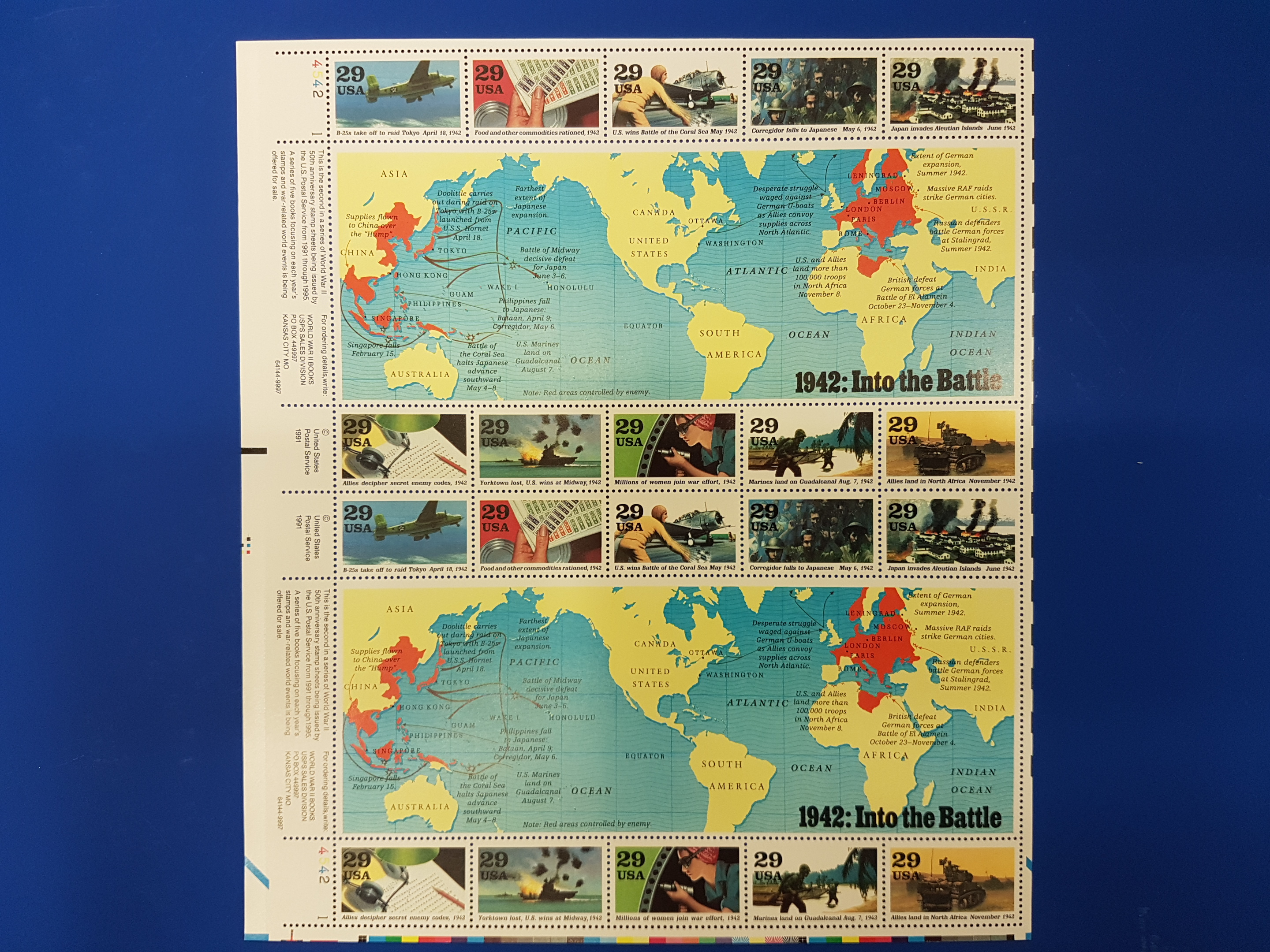 USA 1992 Mi.-Nr. Block 31 Zweiter Weltkrieg "1942: Into the Battle ...