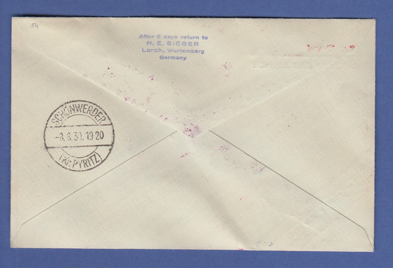 Dt. Reich Zeppelin LZ 127 Südamerikafahrt 1930 Brief m. Mi.-Nr. 423-24 ...