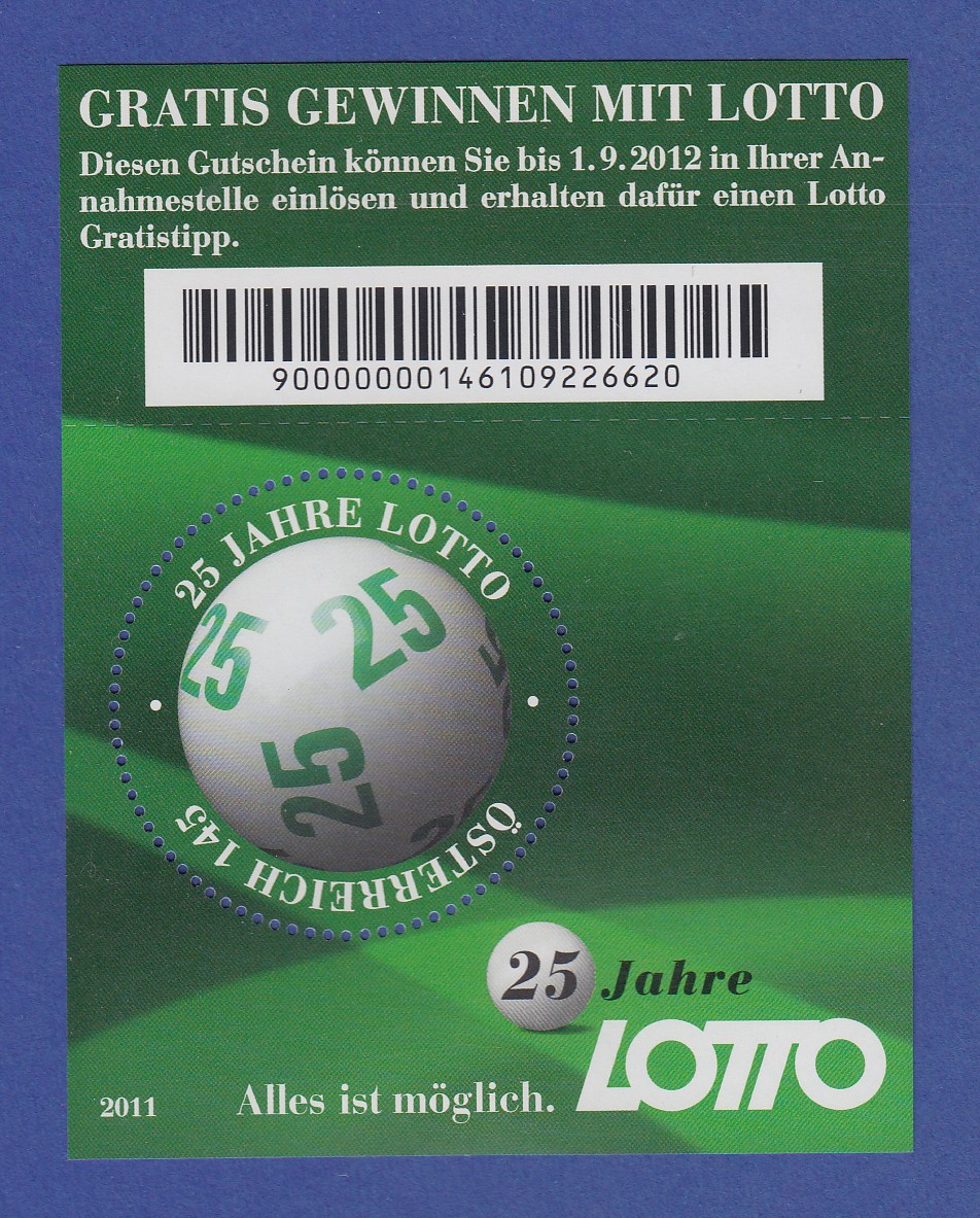 Österreich 2011 Blockausgabe 25 Jahre Zahlenlotto "6 aus 45" Mi.-Nr. Bl ...