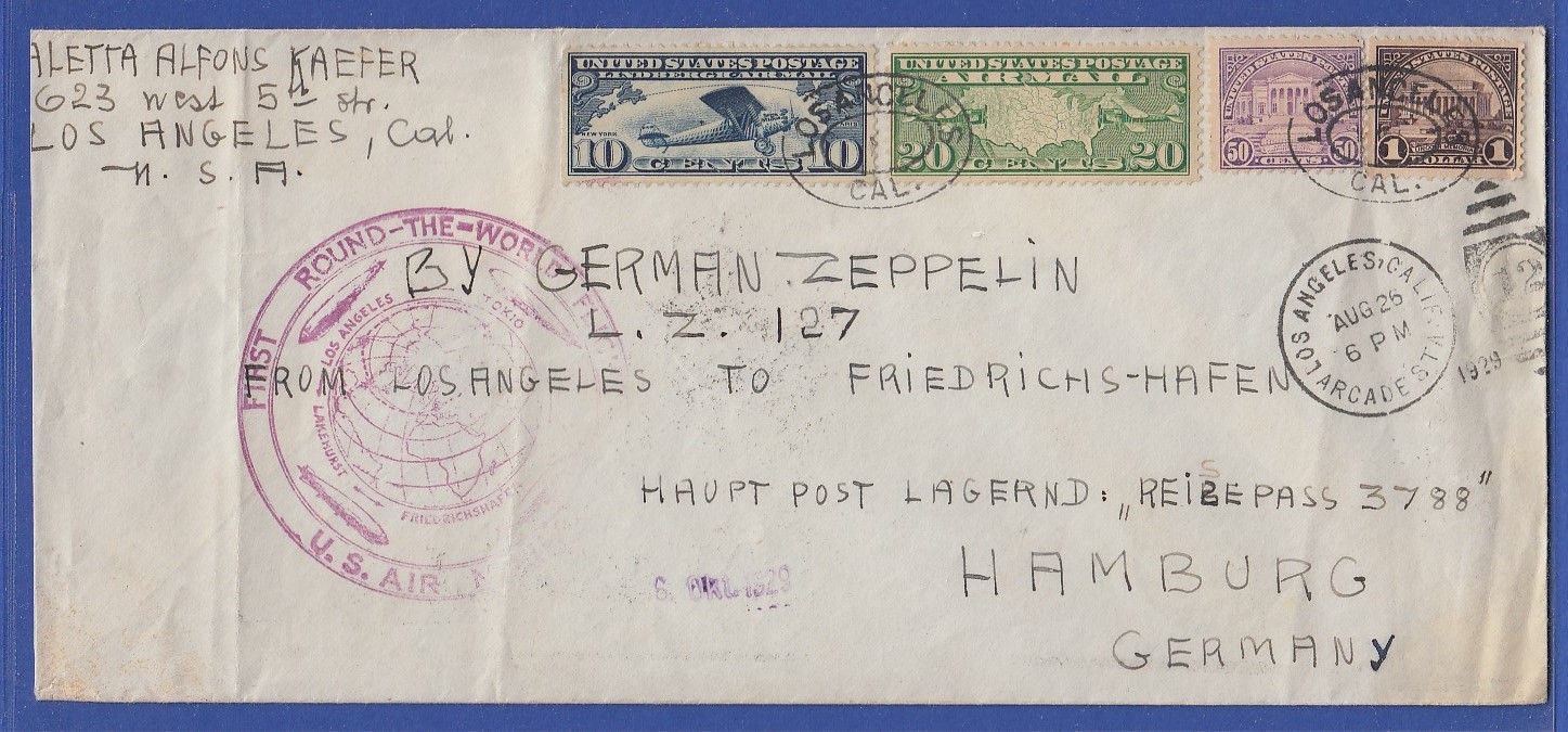 USA Zeppelin-Brief mit LZ 127 1929 gelaufen nach Hamburg · Tilman ...