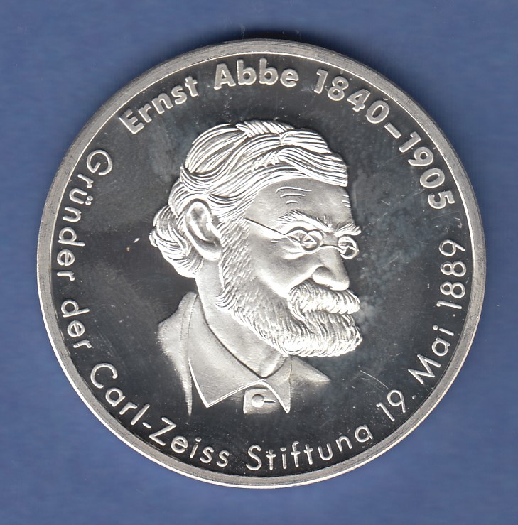 Silbermedaille 100 Jahre Carl-Zeiss-Stiftung Ernst Abbe 20g Ag999 ...