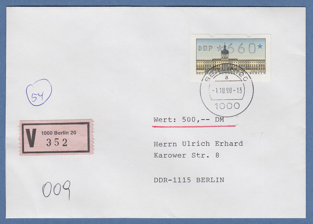ATM Berlin Wert 660 auf Wertbrief nach Ostberlin (DDR) mit Tages-O ...
