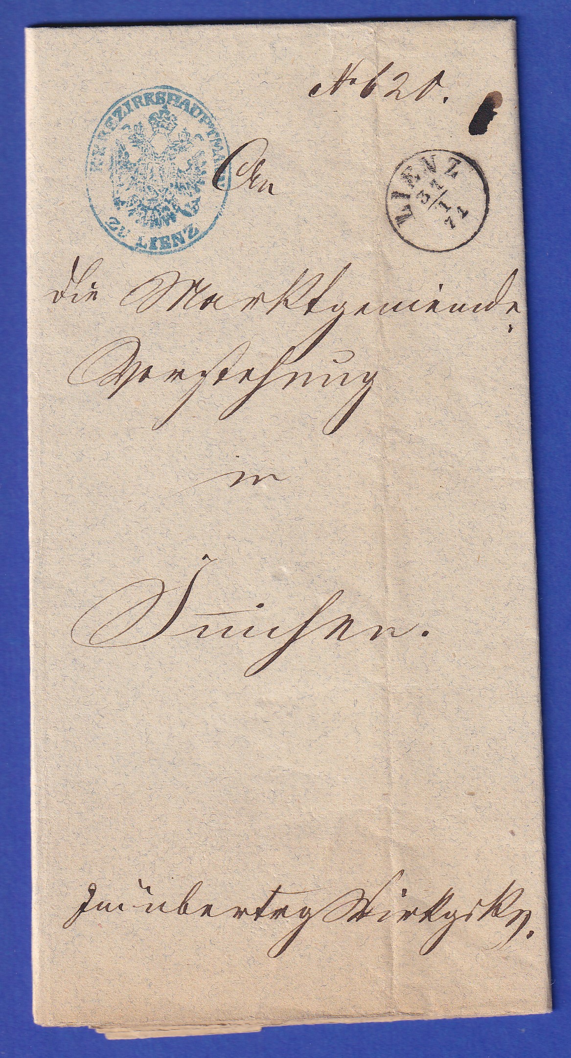 Austria lettera di servizio con timbro rotondo LIENZ 1871