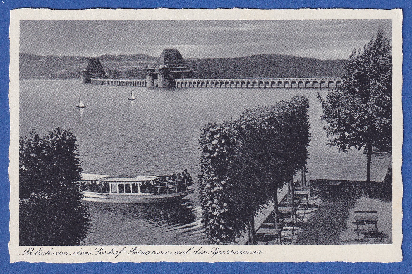 AK Möhnesee bei Soest Seehof-Terassen und Sperrmauer · Tilman Dohren ...
