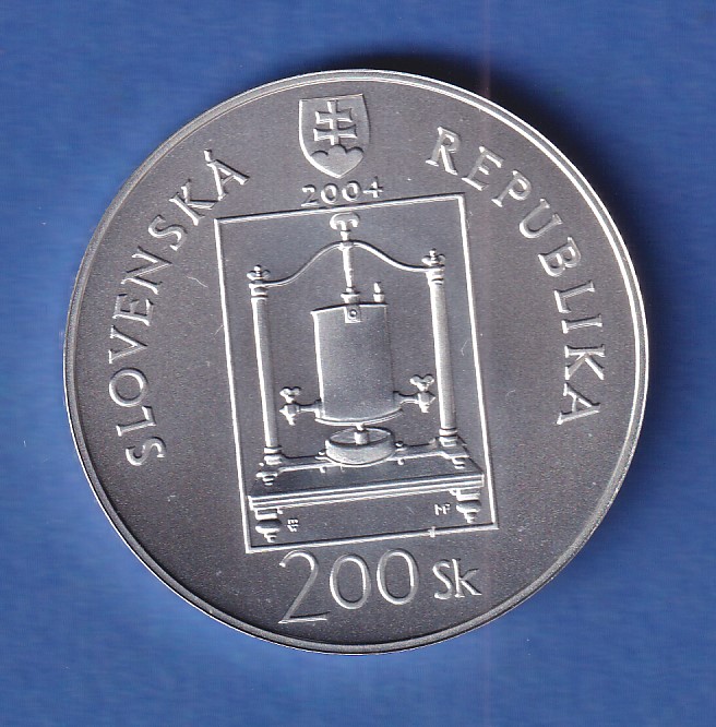 Slowakei 2004 Silbermünze 200 Kronen 300. Geburtstag von J. A. von ...